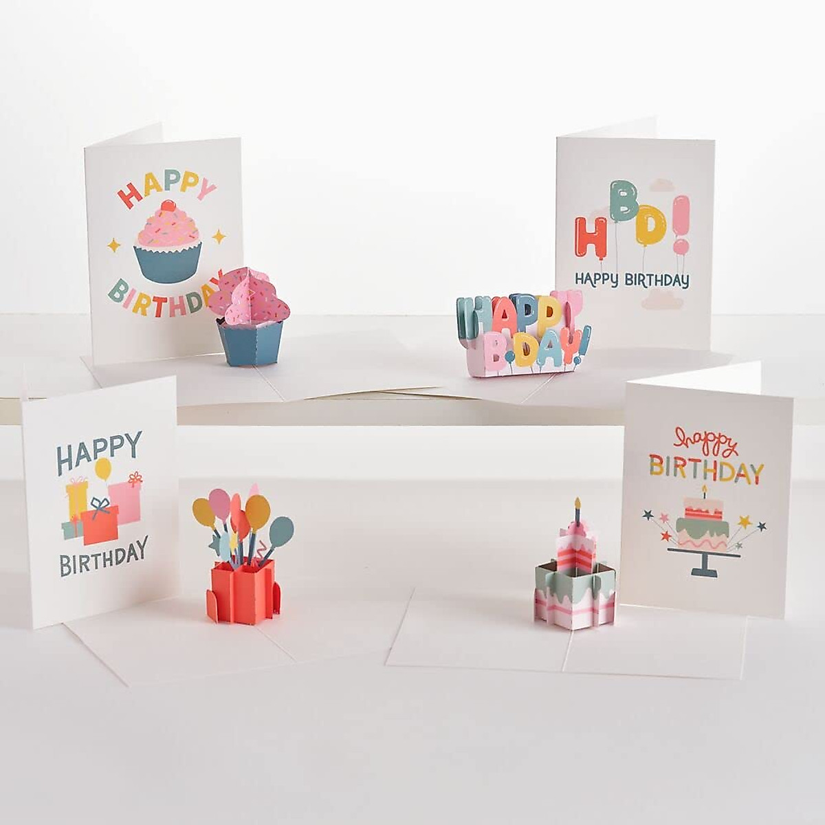 Lovepop Whimsical Birthday Notecards 4 Pack – 3D Pop-Up Greeting Cards – Assorted Fun and Floral Occasion Cards for Mothers, Family and Friends, 4 Card Set, 3.75 x 5.125 inches
