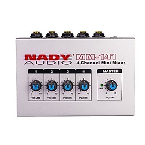 Nady MM-141 4-Channel mono unbalanced Mini Mixer – ¼” Inputs & output – Portable - Battery powered or use optional AC adapter …