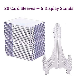 UTCTBC Trading Card Sleeves Top Loaders 20 pcs Hard Acrylic Card Protector Clear Card Brick + 5 Display Stand Fit for Standard Sports Cards,Baseball Card Holder Cases Collectibles