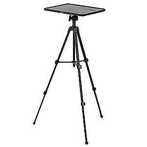 VIVO Universal Aluminum Tripod Folding Projector Stand, Height Adjustable Tilting Laptop Stand with Tray, Nylon Bag Included, for Home and Office, Black, STAND-VP01T