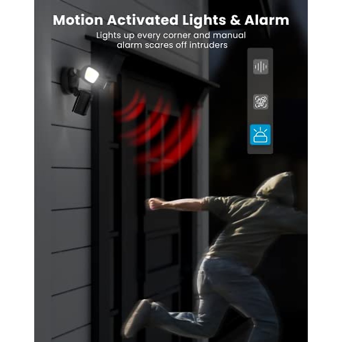 ieGeek Floodlight Camera Outdoor, 2K Wired Home Smart Security Cameras, 2.4G WiFi Flood Light Camera with Motion Sensor, Wiring 2600 Lumens Cam, Color Night Vision,Siren,2 Way Audio, Works with Alexa