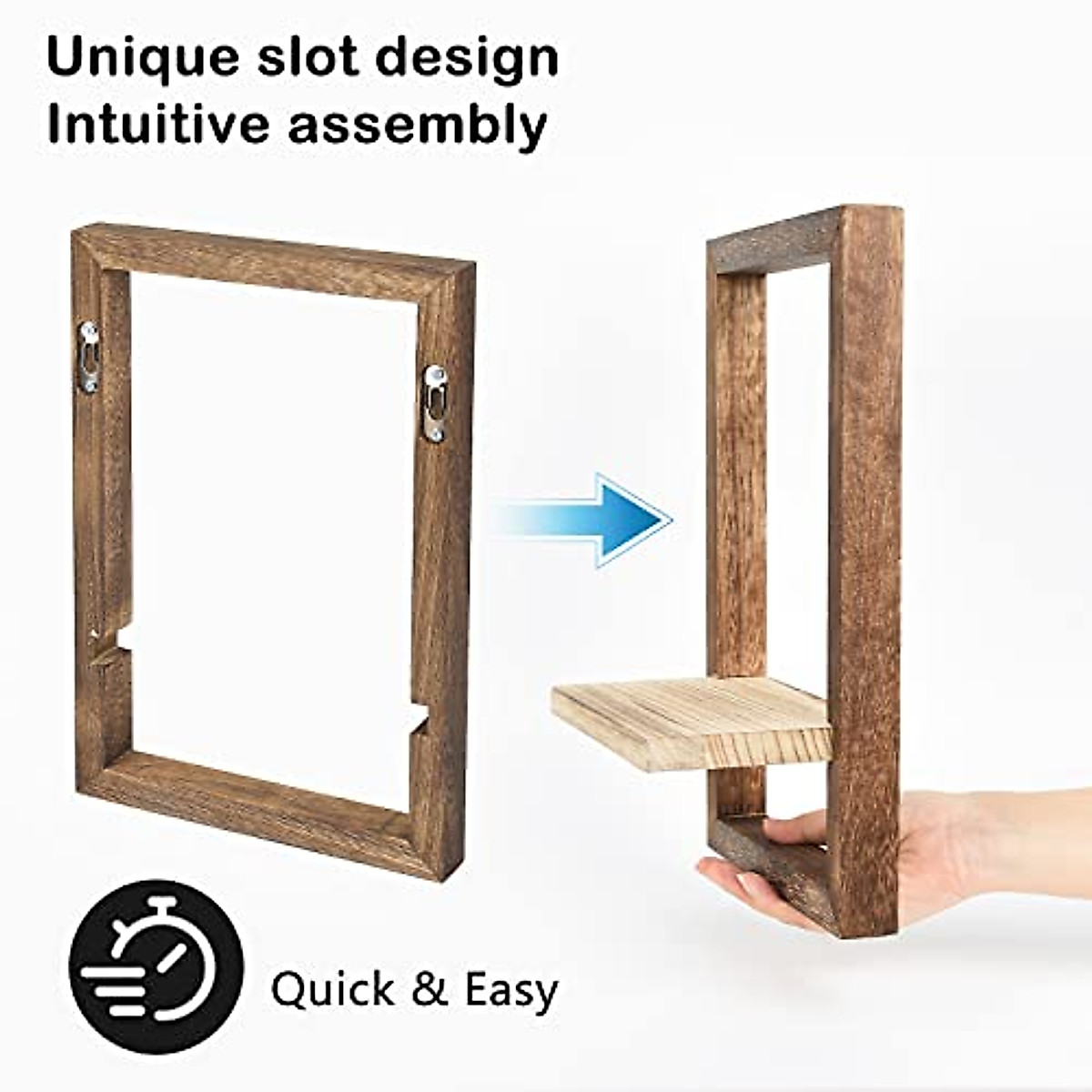 idee-home Wall Shelves Floating Shelves for Wall Set of 4, Hanging Shelves for Wall Storage, Square Wall Shelf Decor, Wall Mounted Shelves for Bathroom, Living Room Brown