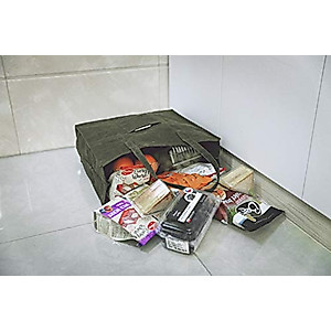 Kaaltisy Waxed Canvas Reusable Grocery Bag Heavy Duty Waterproof Shopping Bag Well Self-standing Durable Farmers Market Bag, Wide, Hard Handfeel