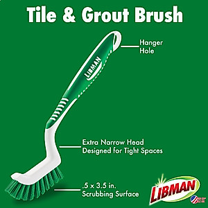 Libman Scrub Brush Kit – Three Different Durable Brushes for Grout, Tile, Bathroom, Kitchen. Easy to Handle, Strong Fibers for Tough Messes – Family Made in the USA, Unisex Lot 2406
