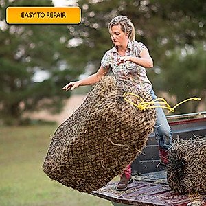 Texas Haynet - Square Net Hay Holder for Horses - Durable Nylon Square Bale Hay Net Slow Feed - American Made Hay Rope Net - Easily Fits Bales 36x18x18” with 1.5” Holes