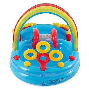 Intex 9.75 x 6.3 Foot Rainbow Ring Inflatable Play Center Pool with Water Slide and Small Plastic Multi-Colored Fun Ballz for Ball Pit, 100 Pack