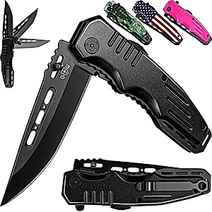 Spring Assisted Knife - Pocket Folding Knife - Military Style - Boy Scouts Knife - Tactical Knife - Good for Camping Hunting Survival Indoor and Outdoor Activities Mens Gift 6681