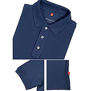 Kingsted Polo Shirts for Men - Royally Comfortable - Classic Pique Fabric - Soft Cotton Blend (Large, Navy Blue)