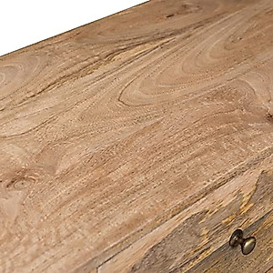 Great Deal Furniture Zona Mid-Century Modern Mango Wood 3 Drawer Sideboard with 2 Doors, Natural