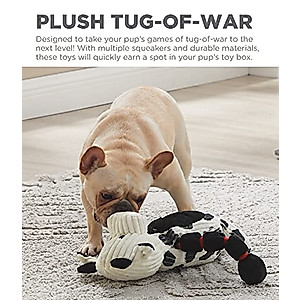 Outward Hound Thunda Tugga Cow Plush & Squeaky Dog Tug Toy