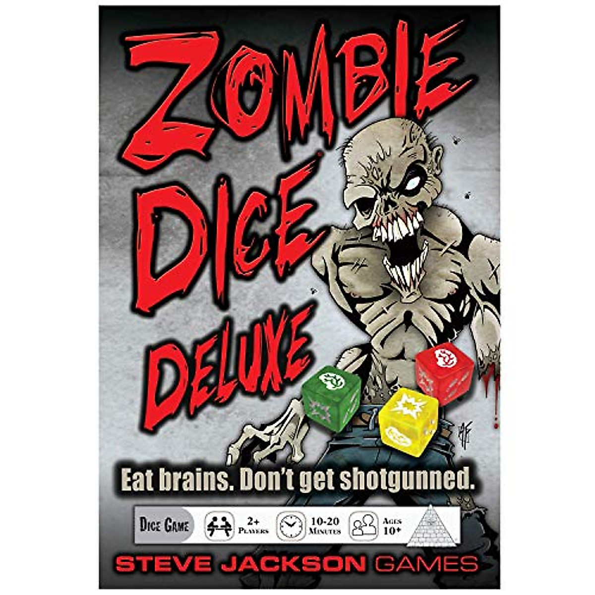 Zombie Dice Deluxe Dice Game, Adults and Family, Fast Pace Dice Game, Zombie Apocalypse Theme, Ages 10+, For 2+Players, Average Play Time 10-20 Minutes, From Steve Jackson Games,Red
