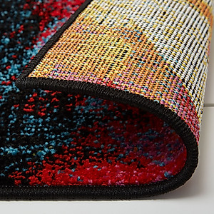 Home Dynamix Splash Mondrian Area Rug 19.6"x31.5", Abstract Black/Blue/Pink/Yellow