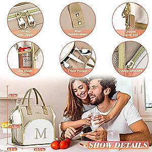 LOKASS Initial Lunch Box for Women Large Lunch Bag, Insulated Cooler Tote Bag for Work/Picnic, Personalized Mother's Day Gift for Mom/Nurse/Teacher-K