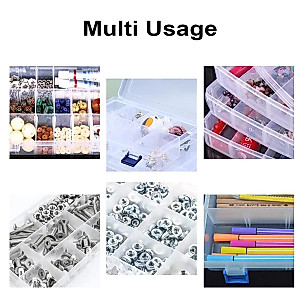 15 Grids Plastic Compartment Container, Clear Storage Organizer Box Case with Adjustable Divider Removable Grid for Art DIY Crafts Jewelry Beads Fishing Hook