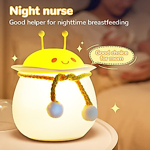 Grehge ght Light for Kids, Cute Little Bee Night Light, Baby Bedroom Lamp with Touch Sensor, 7 Color Changing