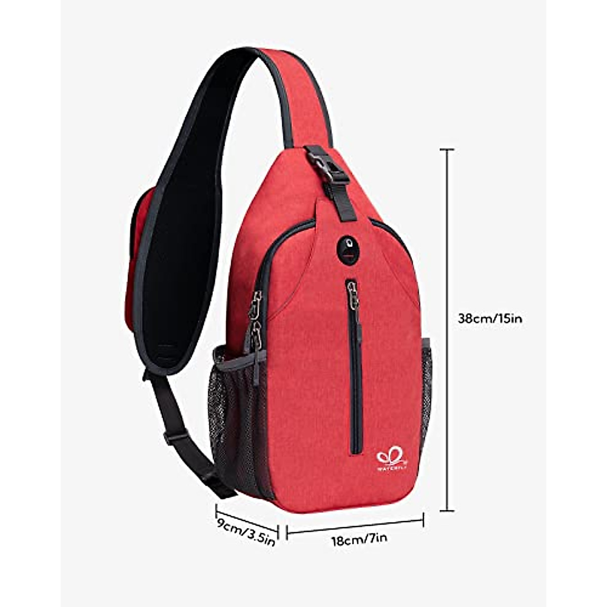 WATERFLY Crossbody Sling Backpack Sling Bag Travel Hiking Chest Bag Daypack