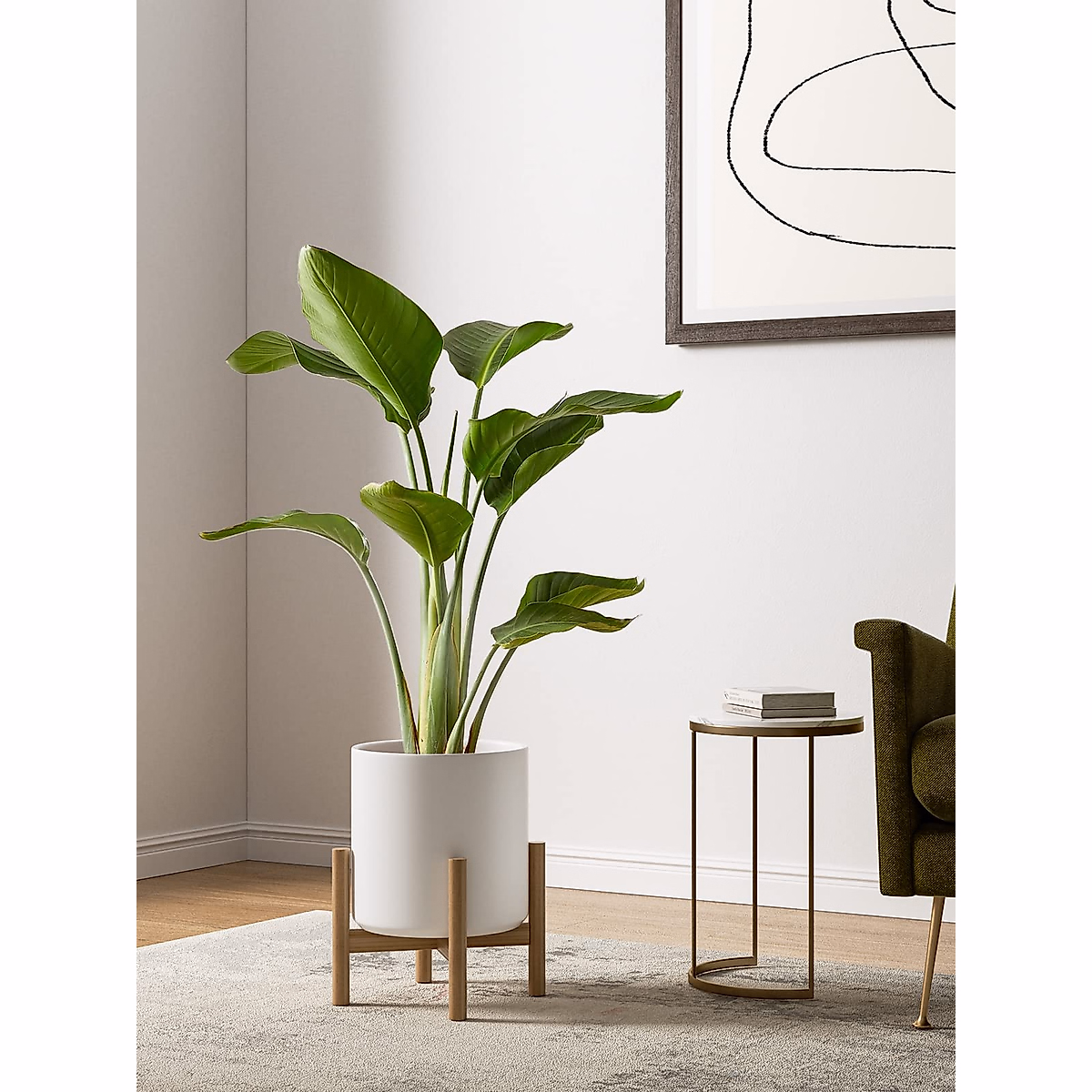 LE TAUCI Ceramic Plant Pots Indoor, 10 Inch 8 Inch 6 Inch Planters for Indoor Plants, Mid-Century Modern Flower Pots with Drainage Hole and Plug, Cylinder Round Planter Pots, Set of 3, White