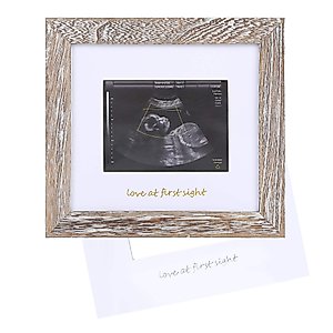 IHEIPYE Baby Love at First Sight Sonogram Keepsake Frame - Ultrasound Picture Frame - Pregnancy Announcement Frame for Expecting Parents, Gender Reveal Party, Grandparents, Rustic White