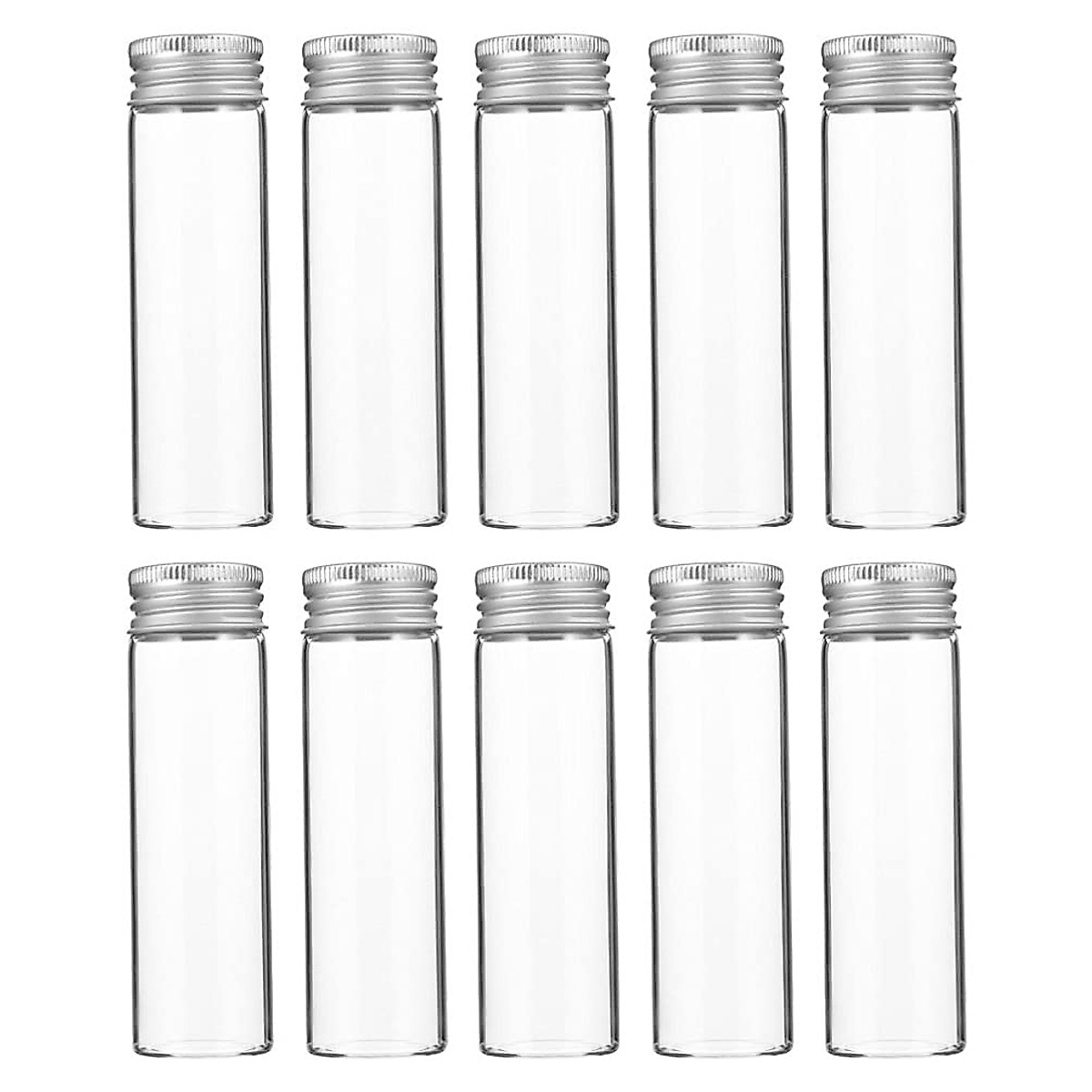 Cabilock 10pcs Clear Flat Glass Test Tubes with Screw Caps Large Test Tubes Containers for Bath Salt Candy Storage 80ml