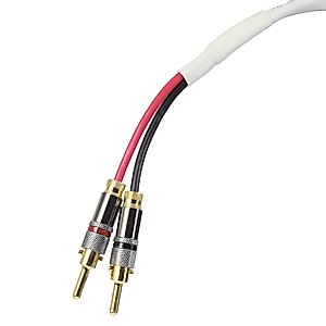 Blue Jeans Cable Ten White Speaker Cable, with Welded Terminations (Single Cable - for one Speaker), Assembled in USA (10 Foot, Bananas to Bananas)