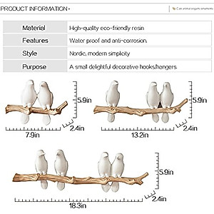 WINGOFFLY® Decorative Birds On Tree Branch Wall Mounted Coat Hanger for Coats/Hats/Keys/Towels(Three Birds)