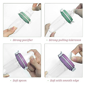 KidsMe 2-in-1 Silicone Baby Squeeze Bottle with Spoon -BPA Free Baby Food Bottle Squeeze Feeder Baby Feeding Supplies Pacifier for Toddlers Infants Babies 4 + Months