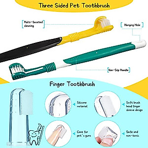 7 Pieces Dog Teeth Cleaning Kit Includes Dental Tooth Scaler and Scraper Stainless Steel Tarter Remover Scraper 3 Head Dog Toothbrush and Silicone Dog Finger Toothbrush Dog Plaque Remover Tools