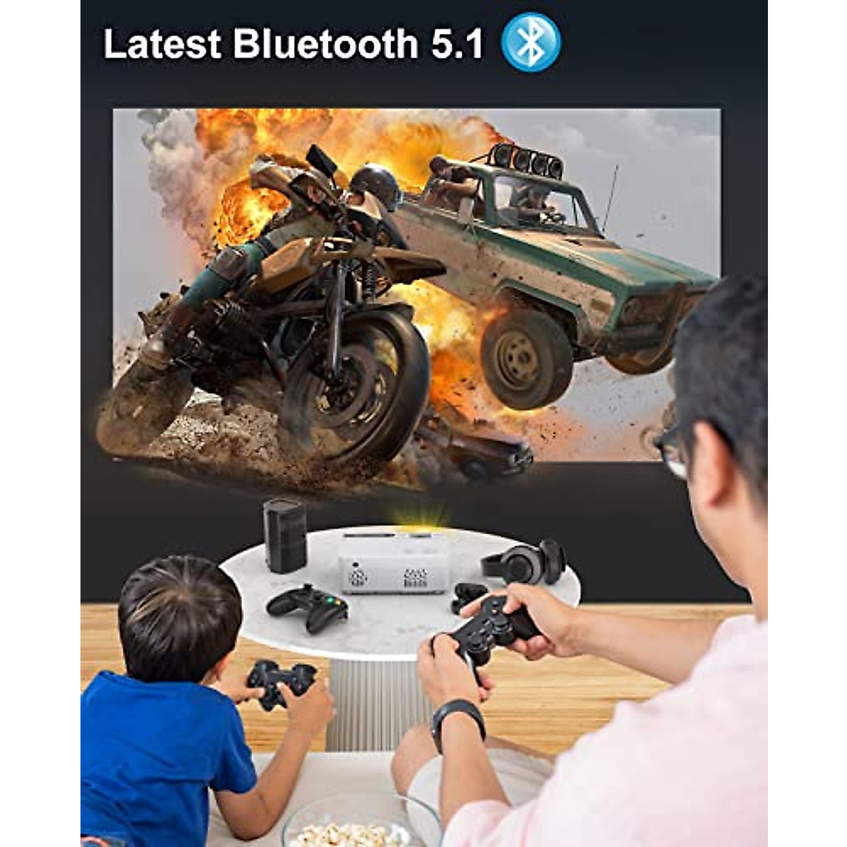 Projector, 5G WiFi Bluetooth 9800 Lumen 1080p Mini HD Movie Projectors, Digital Zoom Home Theater for HDMI USB VGA PC TV Box iOS Android Phone