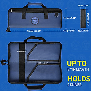 XYJ Chef Knife Bag (8 slots) Holds 8pcs Knives Black Canvas Roll Bags Portable Storage Carry Bag For Kitchen Knife Tools Portable Knife Holder (Knives Not Included)