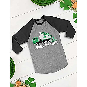Boys St Patricks Day Shirt Tractor Digging Shamrocks Toddler Kids Raglan T-Shirt 3T Dark Gray