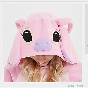 XMiniLife Unisex Onesie Adult Cosplay Costume Christmas Pajamas Halloween (US, Alpha, Large, Regular, Regular, Pink Stit)