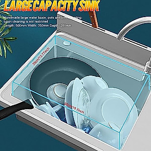 NYCDA Commercial Restaurant Sink, Single Bowl Sink W/Knife Holder, Stainless Steel Outdoor Sink, Freestanding Kitchen Sink, with Hot and Cold Water Faucet 120x50x80cm/47.2x19.7x31.5in Left