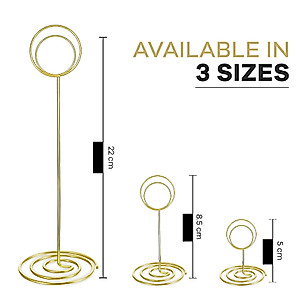 LittleLala 20Pack Mini Table Number Holders 1.97in/50mm | Available in 3 Sizes | Gold table number holders, Table Card Holders, Table Number Stands for Wire Picture Holder at Wedding Party Office