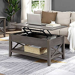 FirsTime & Co. Gray Allendale Lift Top Coffee Table for Living Room, Home Office, Wood, 39 x 19 x 21.5 inches
