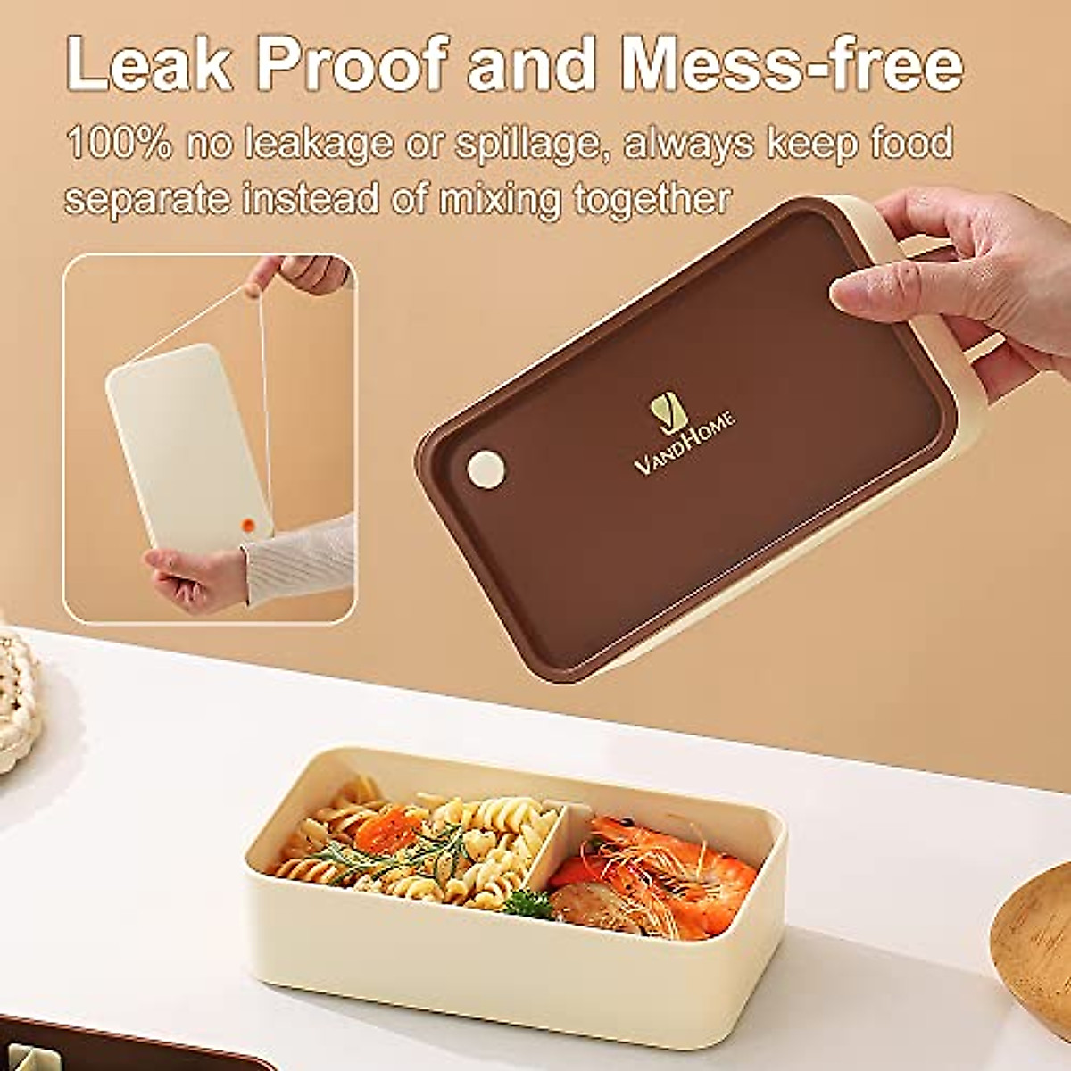 ArderLive Stackable Lunch Bento Box with Bag and Utensils, Microwave Safe, BPA-Free Eco-Friendly Lunch Containers for Adults Japanese, Orange Denim Bag with Bonus Dip Container