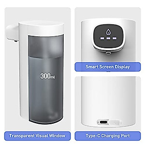 Bertreno Automatic Soap Dispenser, Foaming Soap Dispenser USB Rechargeable Touchless Hand Soap Dispenser with 3 Adjustable Soap Volume for Kitchen Bathroom 300ml