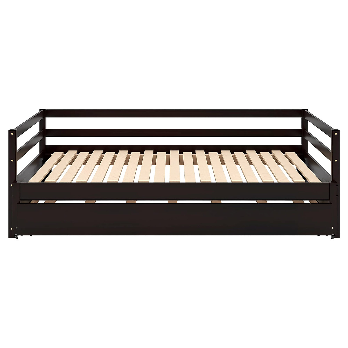 Bellemave Twin Daybed with Trundle, Espresso, Wood Extendable Day Bed Frame, Modern Furniture for Girls Boys Teens