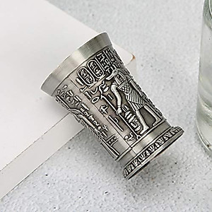Mini Shot, Hand Embossed Elegant Vintage Unique Refined Whiskey Shot Glass for Bar(Ancient tin)