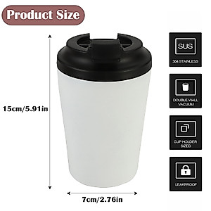 AIQIUQIU Coffee Cup 12 oz (340ml) Insulated Coffee Mug, Leak-Proof Stainless Steel Travel Mug with Lid, BPA Free Hot/Cold Retention Reusable Travel Milk Cup, Beige