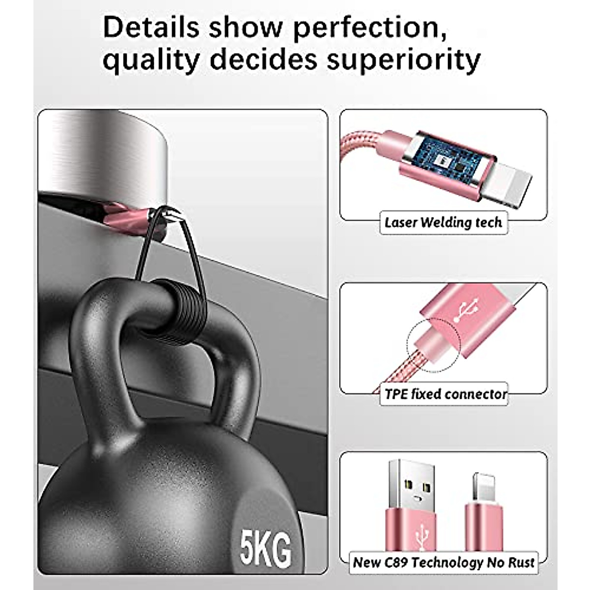 iPhone Charger Apple Mfi Certified (10ft 6ft 6ft 3ft) 4 Pack iPhone Charging Lightning Cables(Purple Silver Pink Gold) Nylon Long Chargers Cord Compatible iPhone 12 13 Pro Max 11 XS XR SE 8 7 Plus 5s