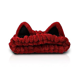 Hofar Cat Face Wash Headband Hairband with Cat Ears Coral Fleece Cartoon Cute Creative Hair Accessories