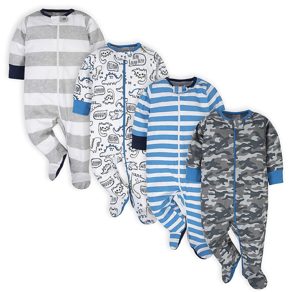 Onesies Brand Baby Boys 4-pack 'N Play Footies And Toddler Sleepers, Blue Dino, 3-6 Months US