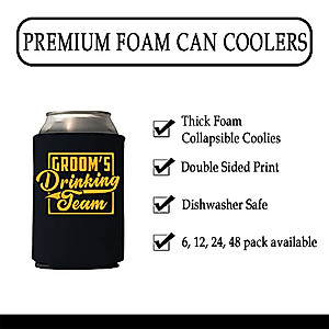 Veracco Groom and Groom's Drinking Team Can Coolie Holder Bachelor Party Wedding Favors Gift For Groom Groomsmans Proposal (Gold, 12)