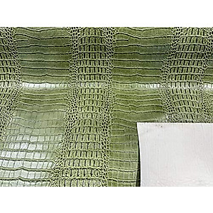 New Creations Fabric & Foam Inc, 53/54" Wide Gator Fake Leather Upholstery, 3-D Crocodile Skin Texture Faux Leather PVC Vinyl Fabric (Sage, 1 Yard)
