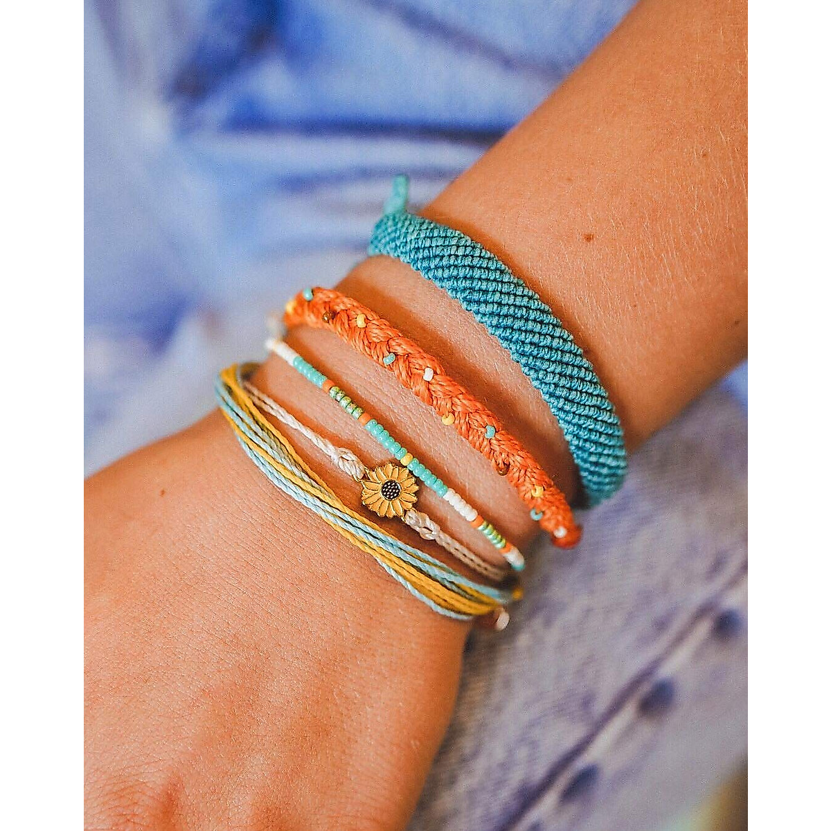 Tarsus Bracelets For Teen Girls, Boho Cute Handmade Flower Daisy Sunflower Braided Woven Friendship Bracelets for Women Stack 5 Bracelet Set Stuff