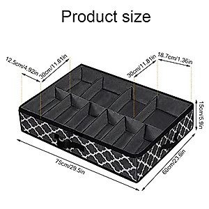 Under Bed Shoe Storage Organizer Fits Large Capacity Shoes Jumbo Slots Underbed Shoe Rack Bin Container Clear Window Lid ,Men Sneakers,Women High Heels,Short Boots Set of 2 Fits 20 Pairs (Black )