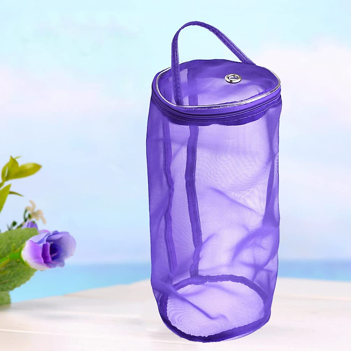 Ciieeo Storage Bag Empty Yarn Container Yarn Tote Bag Yarn Mesh Bag Knitting Yarn Bag Shearling Handbag Tote Bag with Zipper Knitting Holder Yarn Storage Travel Purple Organizer to Weave