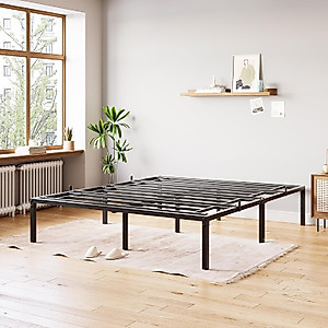 SUNNYFURN Full Size Metal Bed Frame, 14 Inch Heavy Duty Full Bed Frame with Storage Space Under Bed, Mattress Foundation and No Box Spring Needed, Noise Free, Black, Full Size