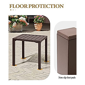 Crestlive Products Chaise Lounge Table, Aluminum Square Side/End Table, Small Patio Coffee Bistro Table for Outdoor Indoor (Brown)
