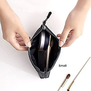 RNONDRY 3Pcs Makeup Bag Set for Women Travel Cosmetic Organizer Bag Large Zipper Pouch Toiletry Bag for Girls (3Size, Black)